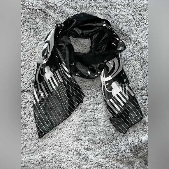 Accessories | Elegant Black And White Musical Note Scarf | Poshmark